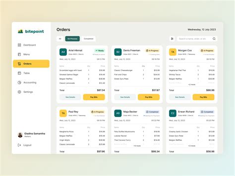 Bitepoint Restaurant Pos System Orders Payment Dashboard Design Template App Design