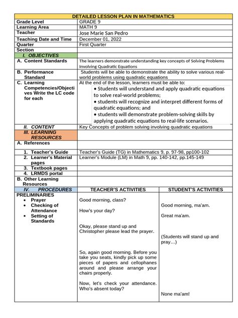 Deped Lesson Plan Pdf
