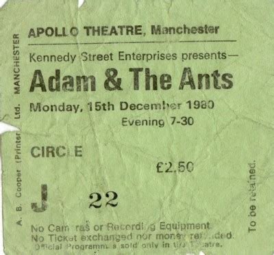 Ticket The Apollo 15th December 1980 Manchester Digital Music Archive