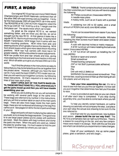 Team Associated Manual Rc10 Ce 1992 • Rcscrapyard Radio Controlled Model Archive