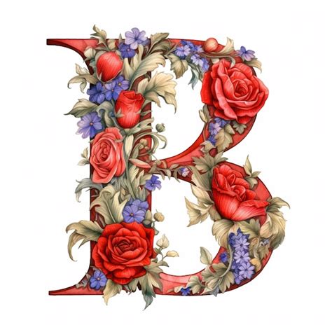 Premium Ai Image A Close Up Of A Floral Letter B With Red Roses And