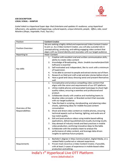 Jd Content Creator New Pdf Communication Video