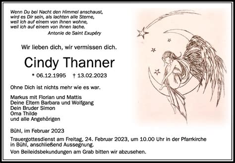 Traueranzeigen Von Cindy Thanner Schwaebische De Trauerportal