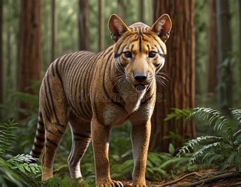 Thylacine Tasmanian Tiger Extinct Stock Illustration Illustration Of