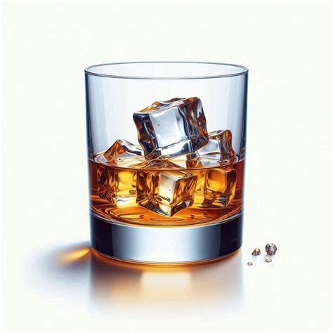 Premium Psd Glass Whisky Png Scotch On The Rocks On White Background Hyper Realisitc Product Shot