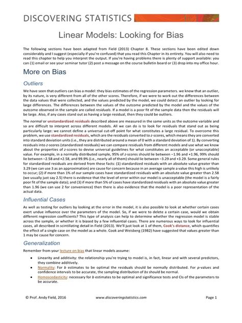 Linear Models Bias Pdf Errors And Residuals Dependent And