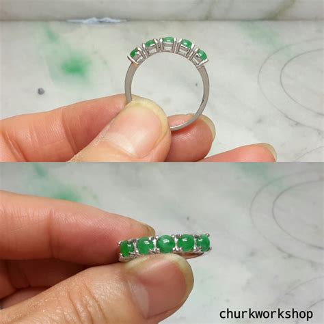 Small Discs Green Jade Ring Small Jade Silver Ring Churk Work Shop