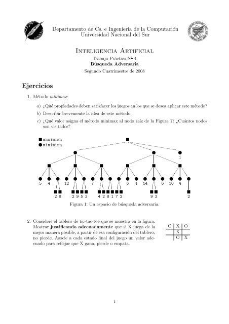 Inteligencia Artificial Ejercicios Departamento De Ciencias E