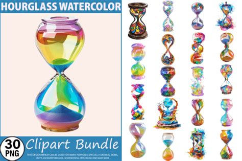 Watercolor Hourglass Clipart Png Bundle Graphic By Regulrcrative