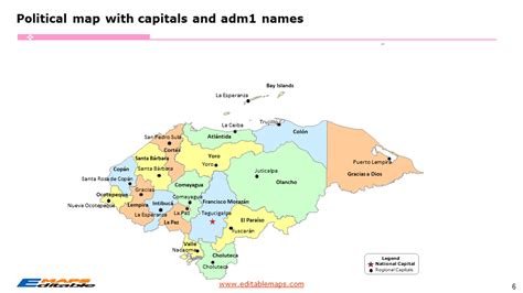 Honduras Map With 18 Departments Editable Powerpoint Maps