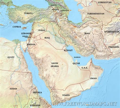Middle East Physical Features Map