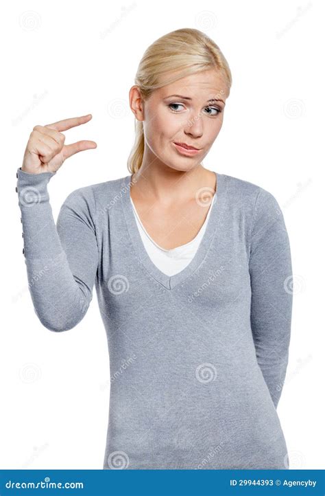 Girl Showing Small Amount Of Something Stock Image Image Of Gesture