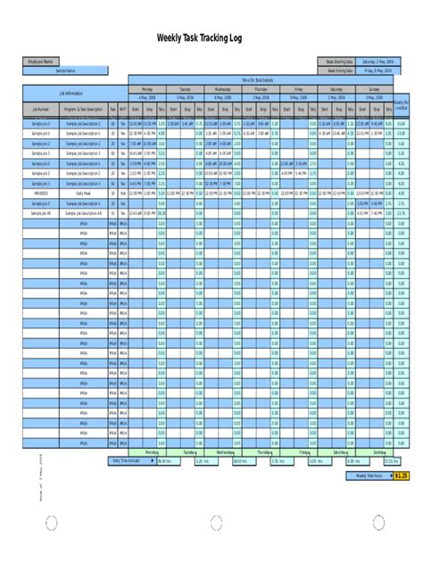 Weekly Task Tracking Log Fill And Sign Printable Template Online Us Legal Forms