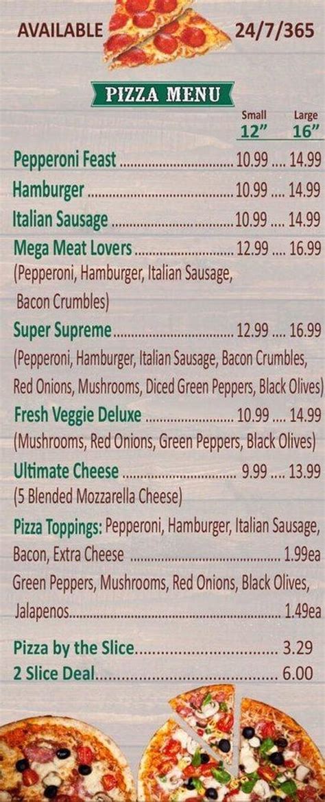 Menu At The Texan Pizzeria Goliad