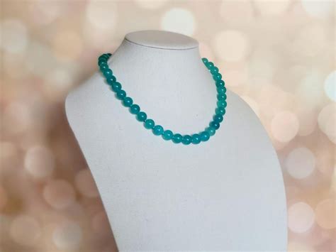 Mozambique Amazonite Knotted Necklace With Amazonite Clasp For Sale At