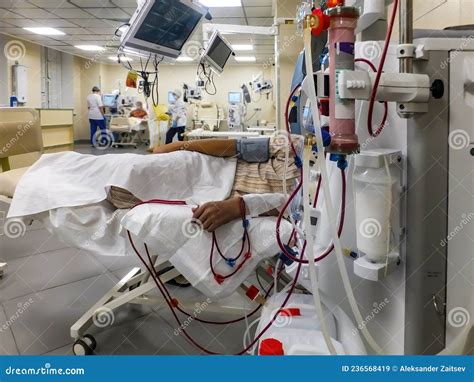 The Patient Undergoes A Hemodialysis Session Blood Purification By