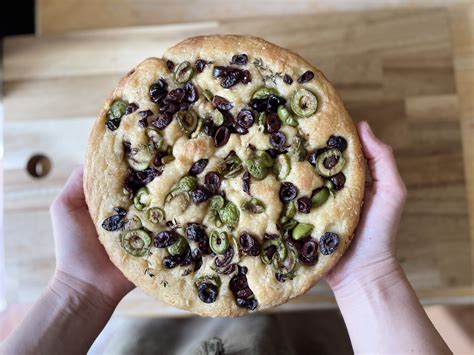 Sourdough Semolina Focaccia With Mixed Olives Qb Cucina