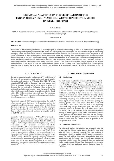 Pdf Geovisual Analytics On The Verification Of The Pagasa Operational Numerical Weather