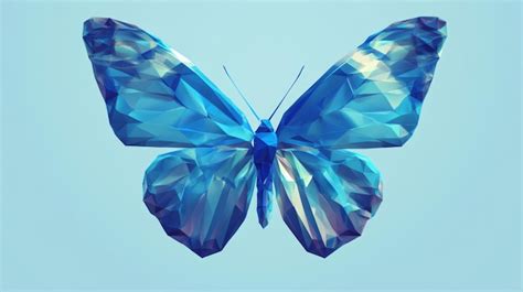 Low Poly Digital Blue Butterfly Premium Ai Generated Image