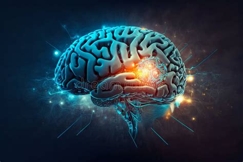 Human Brain Processing Glow With Technology Connection Data Symbols Generative Ai Stock