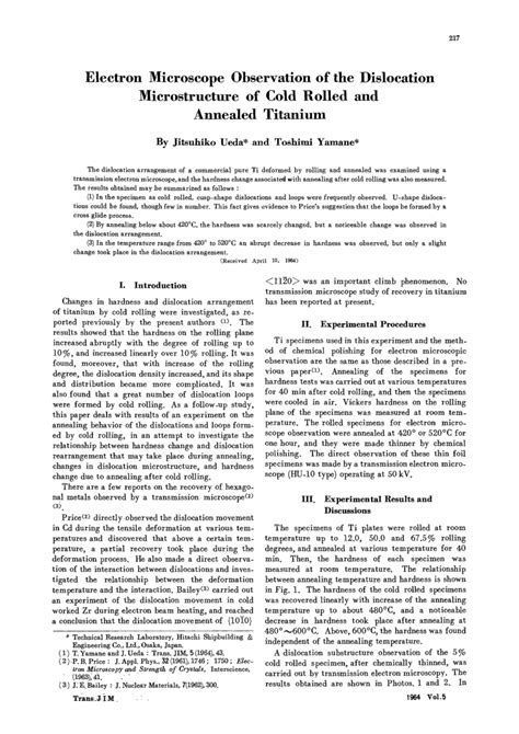 Pdf Electron Microscope Observation Of The Dislocation Microstructure Of Cold Rolled And