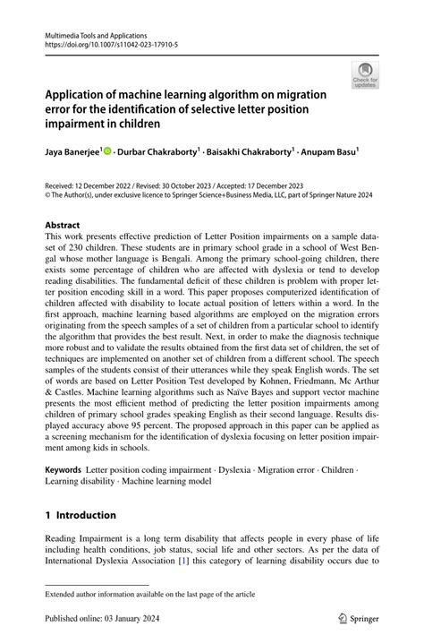 Pdf Application Of Machine Learning Algorithm On Migration Error For