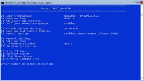 Explore Sconfig Options On Windows Server Core Installation