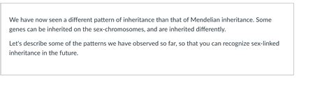 Solved We Have Now Seen A Different Pattern Of Inheritance Chegg