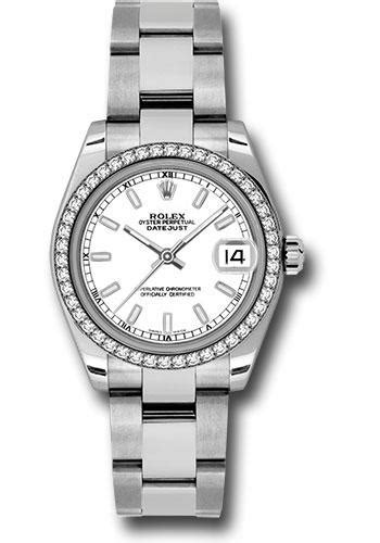 Rolex Steel And White Gold Datejust 31 Watch 46 Diamond Bezel Whit