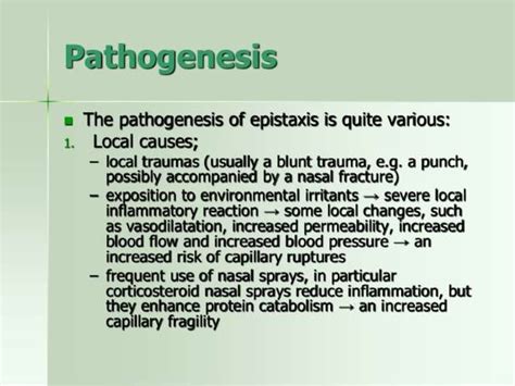 Epistaxis Etiology Pathogenesis Clinic Diagnosis Differential