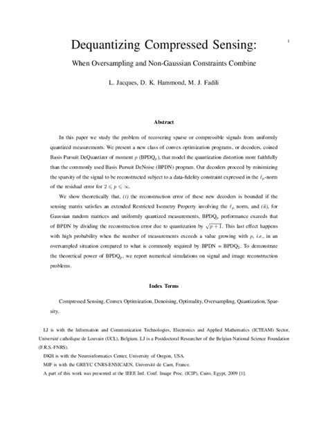 Fillable Online Dequantizing Compressed Sensing Fax Email Print Pdffiller