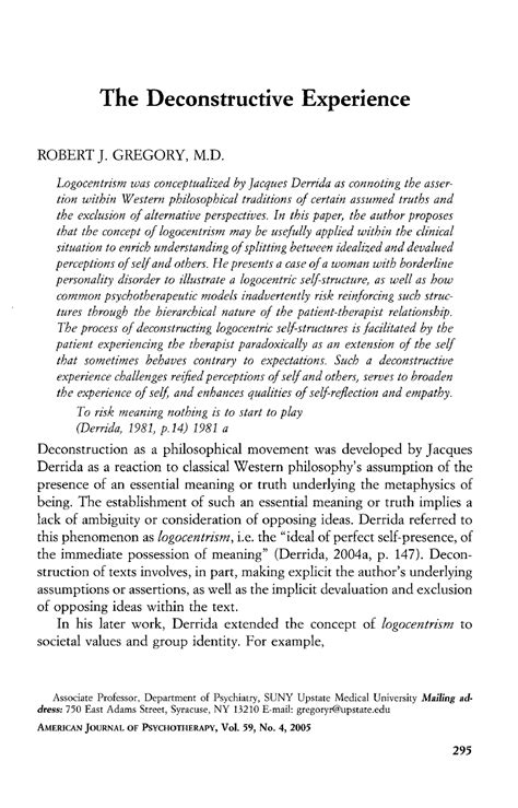Gregory 2018 The Deconstructive Experience The Deconstructive