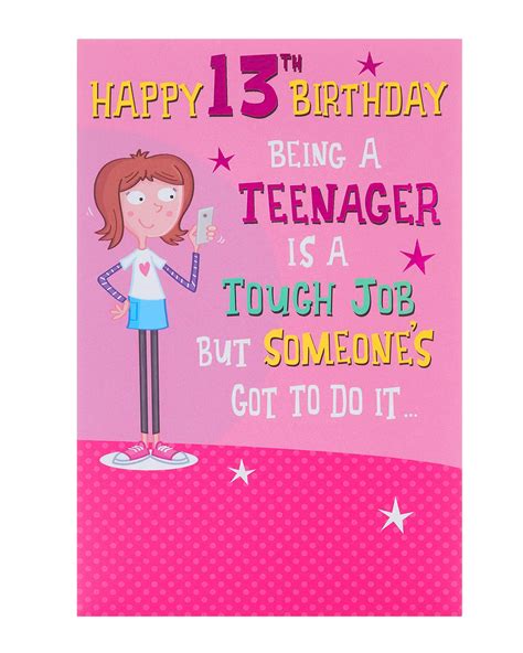 Thirteen Teen Happy Birthday Cards Printable Girls Teenager 13th Happy