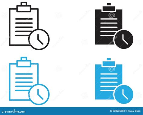 Testing Time Icon Black And White Vector Outline Sign Stock