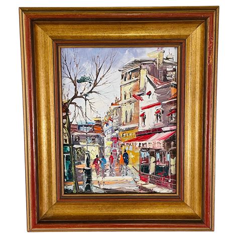 Impressionist Parisian Street Scene Original Oil On Canvas Signed At
