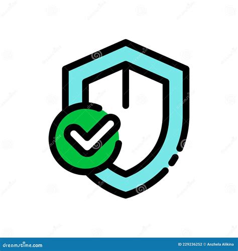 Approved Safety Color Line Icon Safeguard Check Mark Concept Security