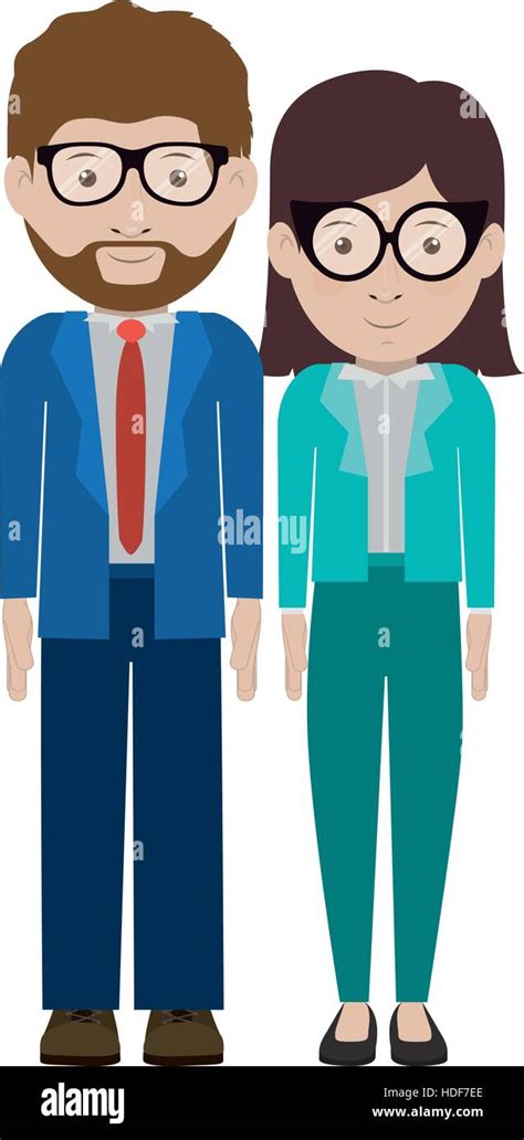 Man And Woman Cartoon With Glasses Design Stock Vector Image And Art Alamy