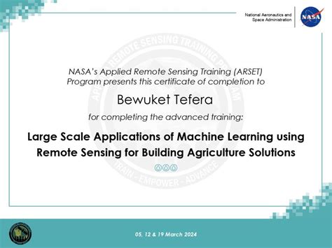 Bewuket T On Linkedin Certificate Agriculture Remotesensing Arset