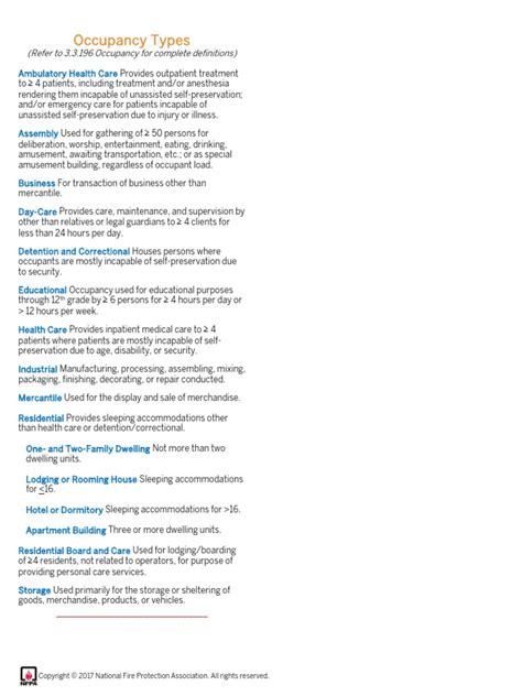 Occupancy Types Refer To 3 3 196 Occupancy For Complete Definitions Pdf