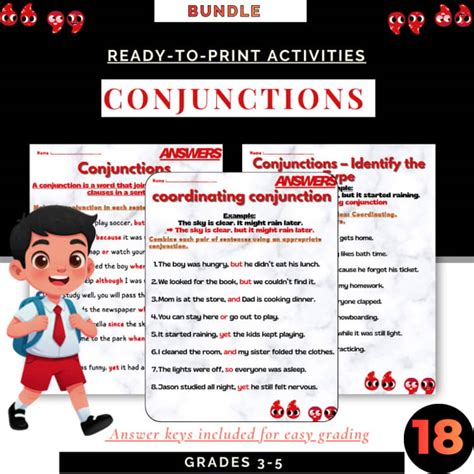 Conjunctions Worksheets Bundle Identify Classify And Combine Sentences