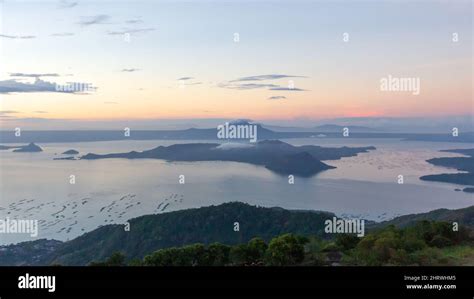 Aerial View Of Beautiful Taal Volcano In Tagaytay Philippines Stock