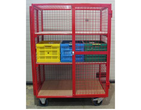 Stak Red Mobile Mesh Security Cages With Adjustable Shelves Various