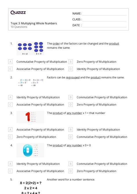 50 Associative Property Of Multiplication Worksheets For 4th Class On