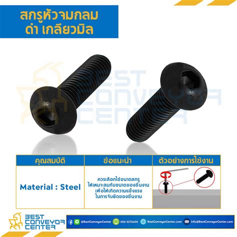 สกรูหัวจมกลมดำ ขนาด M8x12 Mm Hsb M8l12b Best Conveyor Center