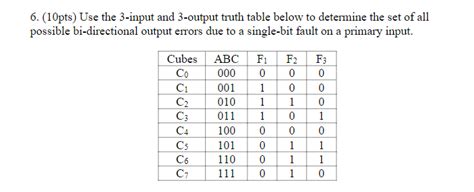 Solved 6 10pts Use The 3 Input And 3 Output Truth Table