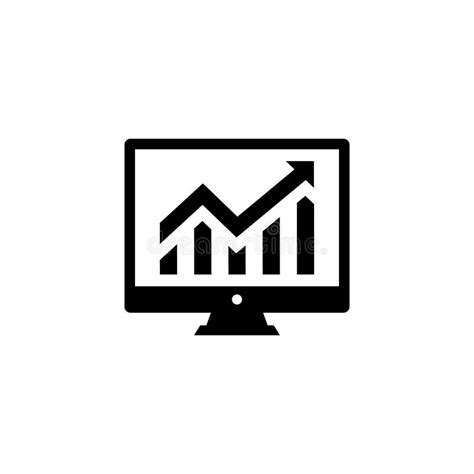 Graph In Computer Monitor Chart Analytics On Screen Icon Vector Stock