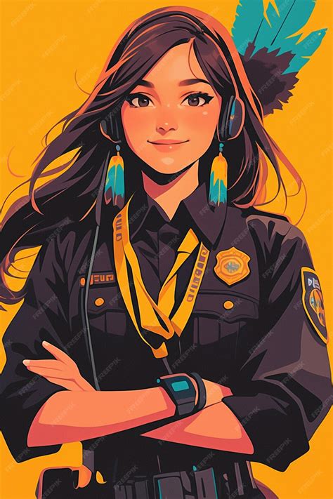Premium Vector Native American Female Police Officer In Her 30s