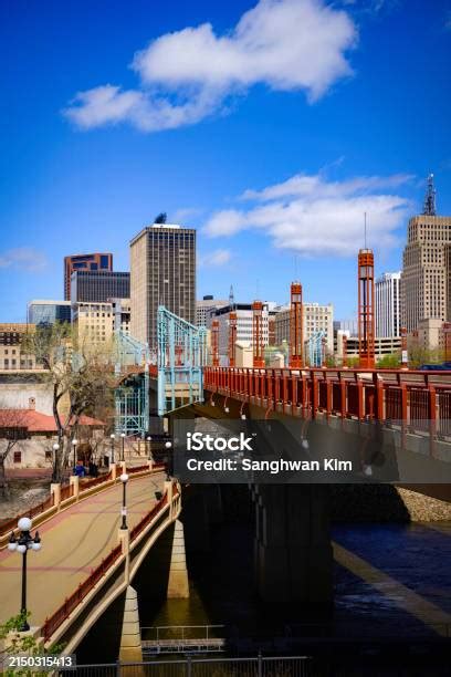 St Paul City Skyline Tranquil Cloudscape And Landmark Bridges Over