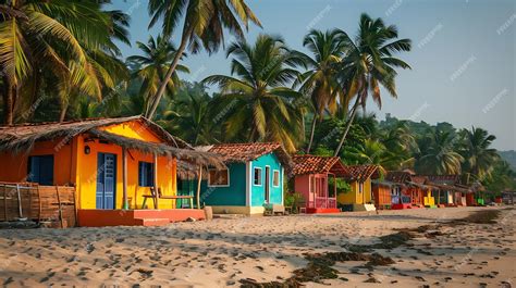 Photorealistic Image Idyllic Goan Beach Huts Premium Ai Generated Image