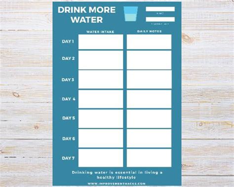 Drink More Water Fluid Intake Tracker Fluid Intake Chart Daily Planner Weekly Planner